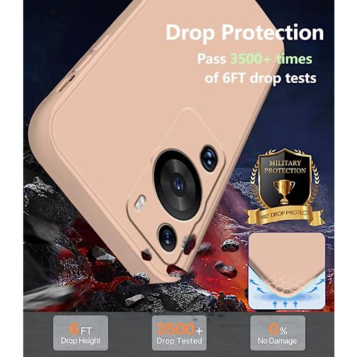 Jancyu Compatible with Huawei P60 Pro Case Soft, Silicone Phone Case for Huawei P60 Pro, 360°Full Protective, Shockproof and Fingerprint Resistant Accessorie (Pink)