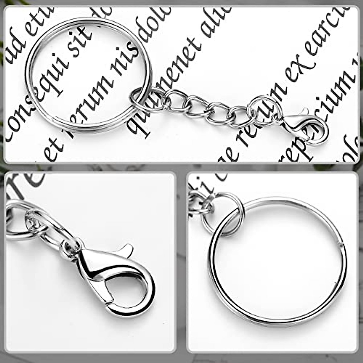 Sasylvia 100 Pcs Keychain Rings with Chain Key Chain Making Kit Include Split Key Ring with Chain, Open Jump Rings, Lobster Clasp, Keychain Ring for Crafts Jewelry Making Supplies, Silver