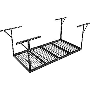 VEVOR Overhead Garage Storage Rack, 4x8 Garage Ceiling Storage Racks, Heavy Duty Adjustable Cold Rolled Steel Racks for Garage Storage, Organization, 600 lbs Load Capacity, 22''-40" (Black)
