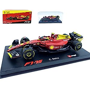HTLNUZD Bburago 1/43 2022 F1-75 #55 75th Anniversary Carlos Sainz 1:43 Formula One Racing Car Alloy Die Cast Collection Vehicles Model (Hardcover 75th #55)