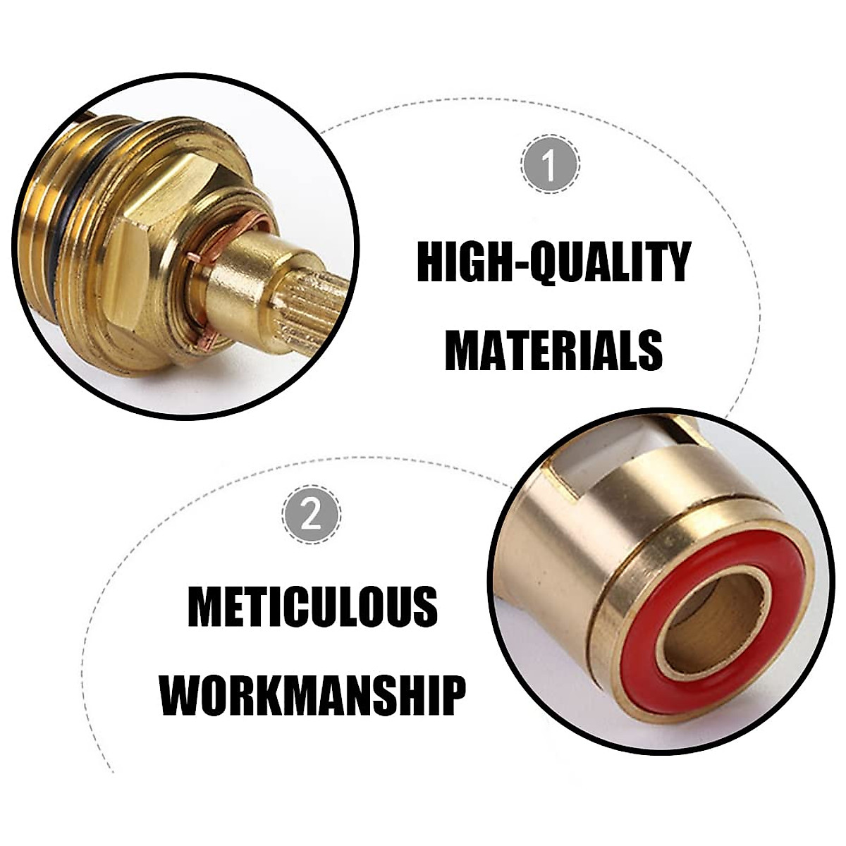 2 Pcs Quarter Turn 1/2" Replacement Tap Valves Brass Ceramic Stem Disc Cartridge Faucet Valves Replacement Valve Cartridge Spares for Faucet Metal