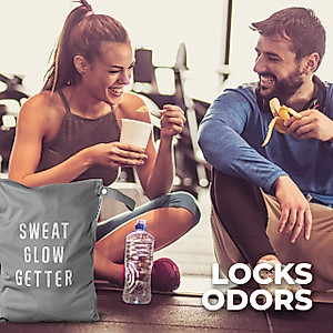 Little & Lourdes Wet Bags, Waterproof Dry Bags for Pool, Wet Swimsuits, Gym Sweaty Clothes, Baby Cloth Diaper Bags, Travel Bags, Washable, Reusable, Swimming Equipment Bags (Sweat Glow Getter)