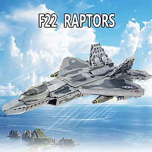 Gonli Military Building Blocks Sets 626 Pieces F22 Raptor Fighter Jet Plane Stem Building Toys for Boys Age 8-12 10015 F22 Raptors