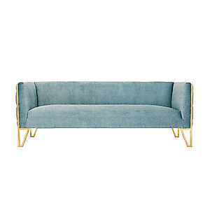 Manhattan Comfort Vector Mid Century Modern Velvet Upholstered Living Room Loveseat, 81.5", Ocean Blue