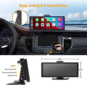 10.26'' Car Stereo with 4K Dashcam, Wireless Carplay & Android Auto, Backup Camera, Bluetooth, GPS Navigation