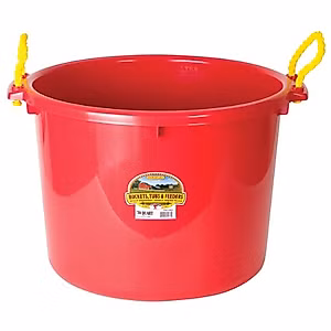 Little Giant® Plastic Muck Tub | Durable & Versatile Utility Bucket with Handles | Muck Bucket | Rope Handles | 70 Quart | Red
