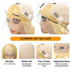 Mesariel 613 Blonde Lace Front Wigs Human Hair Body Wave 13x4 Transparent HD Lace Frontal Wig Pre Plucked with Baby Hair 150% Density 613 Human Hair Wigs for Black & White Women (18 inch)