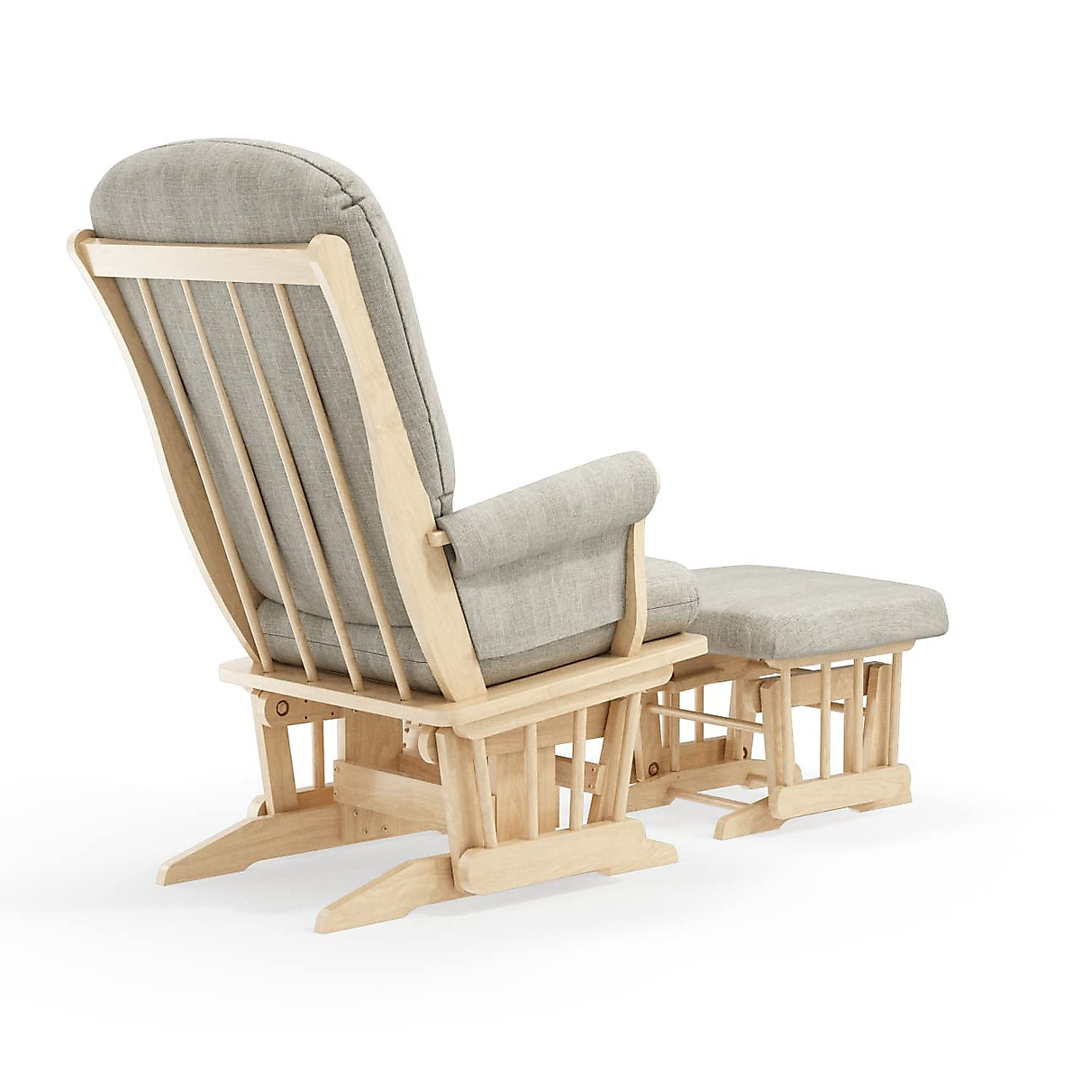 Dutailier Alice 3199 Wooden Glider Chair with Ottoman, Natural/Popular Grey