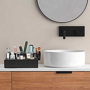 TRSPCWR Hair Tool Organizer, Wooden Hair Dryer Holder and Bathroom Countertop Blow Dryer Holder, Vanity Caddy Storage Stand for Accessories, Makeup, Toiletries