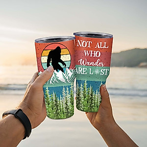 Sasquatch Gifts Tumbler,Bigfoot Gifts for Men, Funny Idea for Bigfoot Sasquatch Lover, Black Stainless Steel Insulated Tumbler 30 Oz, Great for Big Foot Party,Funny Gifts for Campers Wander Gifts Cup