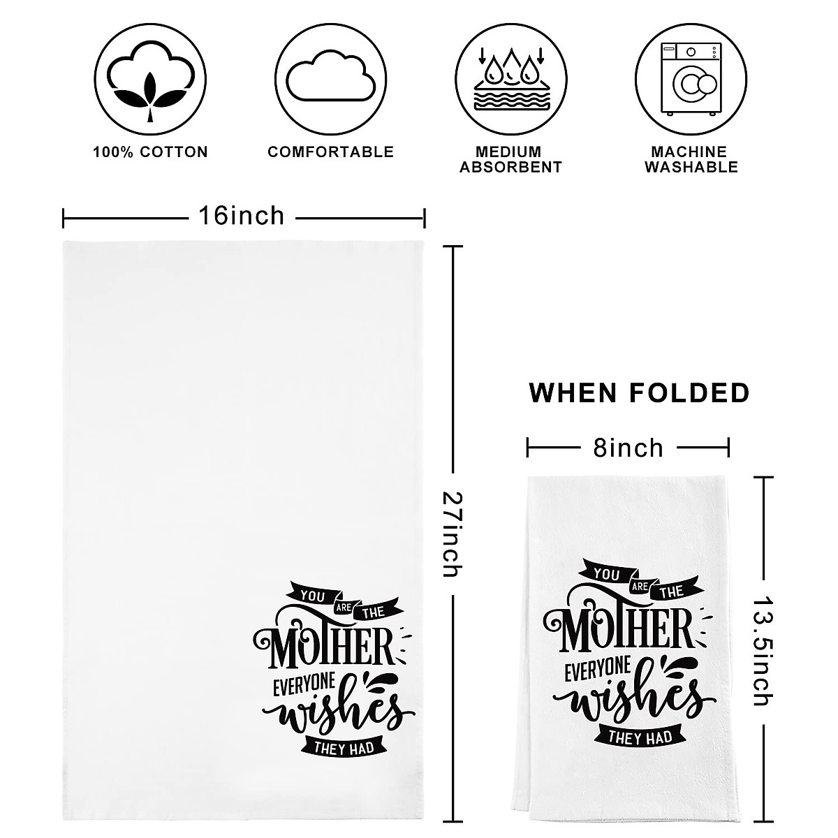 Vastsea Christmas Gifts for Mom-Funny Sack Flour Towels for Mom Gifts for Christmas from Daughter Son, Mothers Day Birthday Gifts Valentines Day Gifts for Mom,Great Mother Gifts,Pack of 4