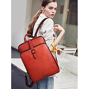 CLUCI Leather Backpack for Women 15.6 Inch Laptop Backpack Vegetable Tanned Full Grain Womens Backpack Purse for Work Daypack Reddish Brown
