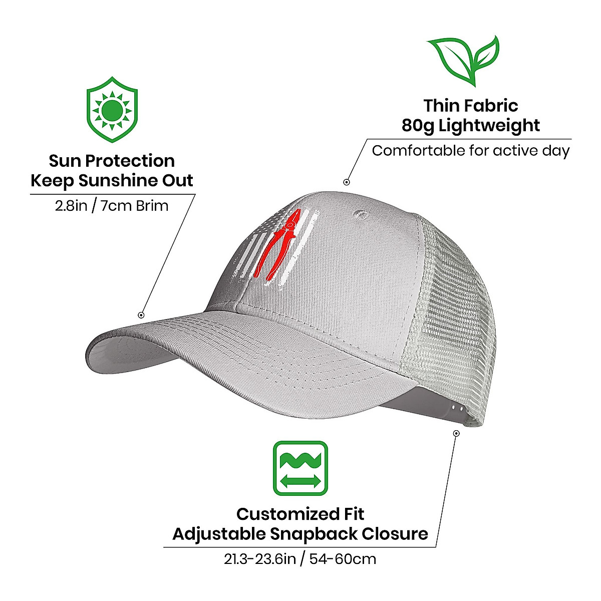 Baseball Cap Mesh Adjustable Electrician USA Flag Unisex Duck Tongue Hat Fits Travel Sunscreen Hat Outdoors