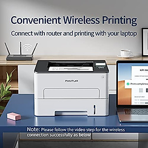 Pantum Monochrome Laser Printer Black and White Laser Printer Wireless Small Computer Printer with Auto Duplex 2-Sided Printer Home Use with Mobile Printing and School Student, 30ppm P3012DW
