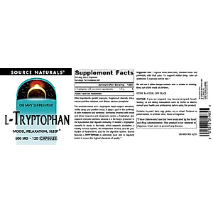Source Naturals L-Tryptophan, for Mood, Relaxation, and Sleep*, 500mg - 120 Capsules