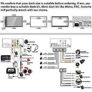 Double Din Car Stereo with Voice Control CarPlay, Bluetooth, Mirror Link, 7 Inch Full HD Capacitive Touchscreen, Backup Camera, Subw, Steering Wheel Control, USB/TF, FM/AM Car Radio Receiver