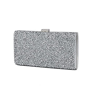 Silver Clutch Purses for Women Evening Bride Crystal Bags and Clutches Prom Bag Glitter Purse Womens Wedding Prom Party (Silver)