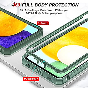 LeYi for Samsung A52 5G / A52s 5G, Galaxy A52 5G Case with Slide Camera Cover + [2 Pack] Tempered Glass Screen Protector, 360 Full Body Military-Grade Phone Case with Ring Kickstand for A52 5G, Green