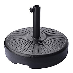 FRUITEAM Water Filled 50LB Patio Umbrella Base, Heavy Duty Plastic Outside Patio Umbrella Stand Pole Holder, 1.49-inch Steel Pole Weighted Market Umbrella Base for 6-9Ft Straight-Pole Garden Umbrella