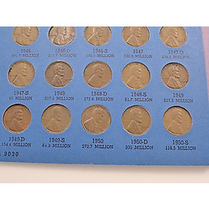 Lincoln Cents Varies 1941 to 1958-D Lincoln Wheat Cents in Whitman Folder Average Circulated Various Grades