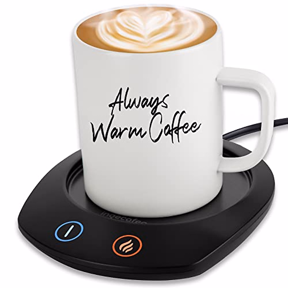 Ingecafea Upgrade Coffee Mug Warmer, Smart Coffee Warmer for Desk Use, 4 Temperature Settings & 4 Hours Auto Shut Off, Large Surface Coffee Cup Warmer for Coffee, Milk, Tea (Oval)