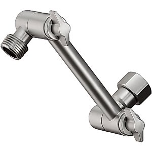 CLOVERMAP Adjustable Shower Arm Brass 4 Inch Rainfall/Handheld Shower Head Extension Arm, Height Adjust Shower Arm Mount, Brushed Nickel