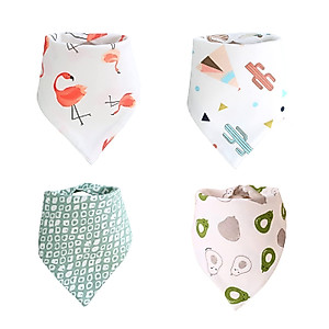 Knindnn Baby Bandana Drool Bibs,5 Pack Soft and Absorbent Baby Drool Bibs