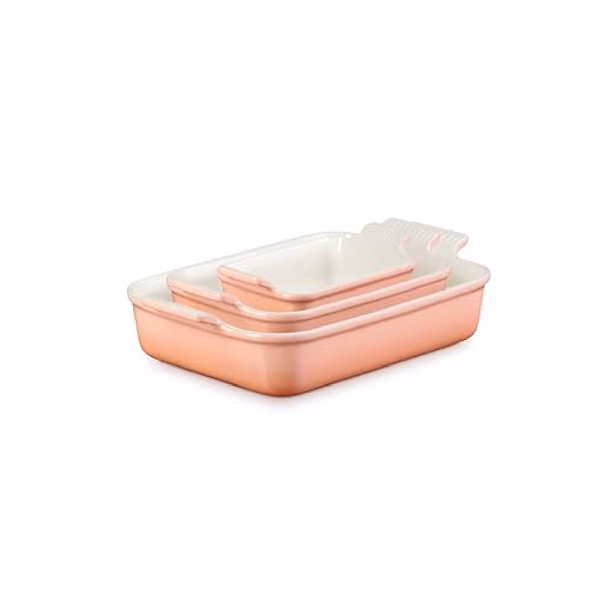 Le Creuset Stoneware Heritage Set 3 Rectangular Dishes, Peche