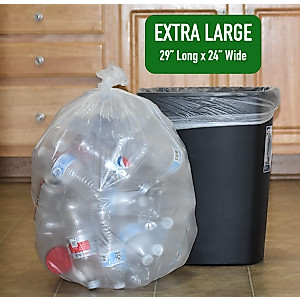 7-10 Gallon Clear Garbage Bags (110 Bags) 29" x 24" Extra Large Medium Kitchen Trash Bags Paper Shredder Bags Can Liners for Home and Office Bins, 110 ct. (Fits 7 Gal, 8 Gal, 9 Gal and 10 Gal Bins)