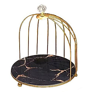 PINYUAN Iron Art Nordic Style Bird Cage Rack Lipstick Perfume Cosmetic Skin Care Product Storage Rack Finishing Table Rack (Black 1 Tier)
