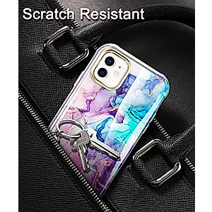 Hocase for iPhone 11 Case, (with Screen Protector) Shockproof Slim Lightweight Soft TPU+Hard PC Full Body Protective Case for iPhone 11 (6.1" Display) 2019 - Watercolor Marble