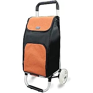 Shopping Trolley on Wheels Multi Function Shopping Cart Aluminum Climbing Stairs with 2 Wheels Folding Trolley Storage Hand Trucks,Khaki ,