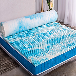 Askme 2 Inch 7-Zone Twin Memory Foam Mattress Topper, Cooling Gel Foam Mattress Topper for Pressure Relief,Bed Topper in a Box CertiPUR-US Certified, Twin Size