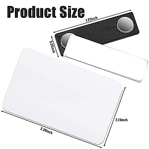50 Set Magnetic Name Badges and Large Blank DIY Name Tag Badge Holders with Magnetic Plastic Name Tag for Personalized Jacket Shirts Office School Supplies (3.38 x 2.13 Inch)