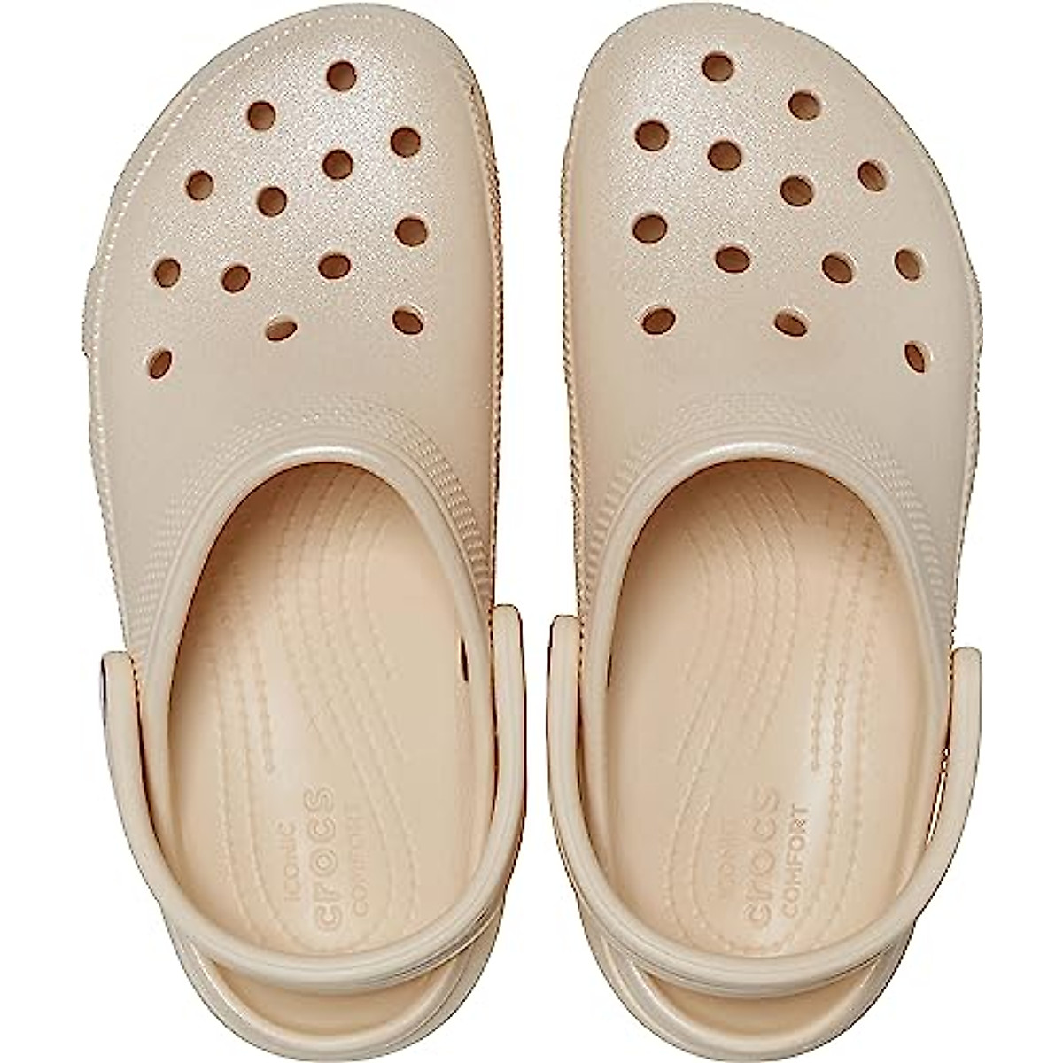 Crocs Women's Classic Platform Glitter Clog, Vanilla, 8