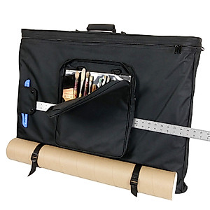 Florence 20"x26" Art Bag with Blueprint Carrying Straps, T-Square Sleeve, Brush Holder, Foam Handle & Removable Shoulder Strap