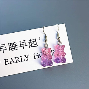7 Pairs Gummy Bears Earrings Set Colorful Bear Animal Resin Earrings for Women Jewelry(A)