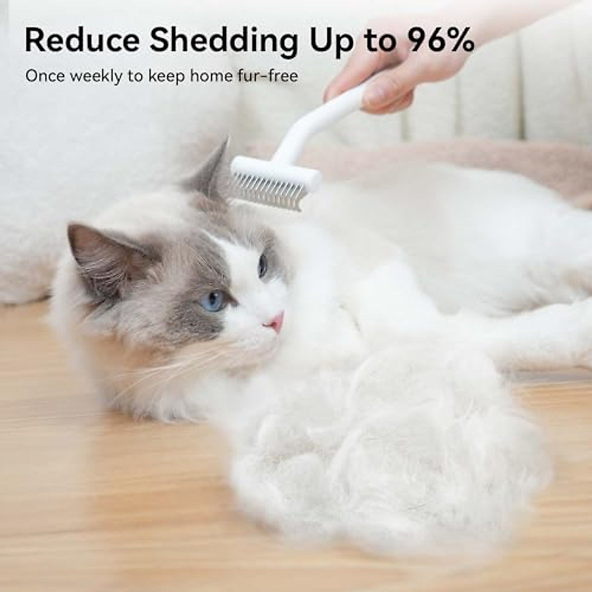 aumuca Cat Brush for Long Haired Cats, Dog Brush for Shedding Grooming Small Medium Dogs, Deshedding Dog Brush Dematting Comb for Dogs Remove Loose and Matted Fur, Pet Grooming Undercoat Rake, White