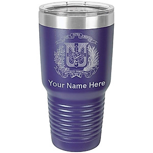 LaserGram 30oz Vacuum Insulated Tumbler Mug, Coat of Arms Dominican Republic, Personalized Engraving Included (Dark Purple)