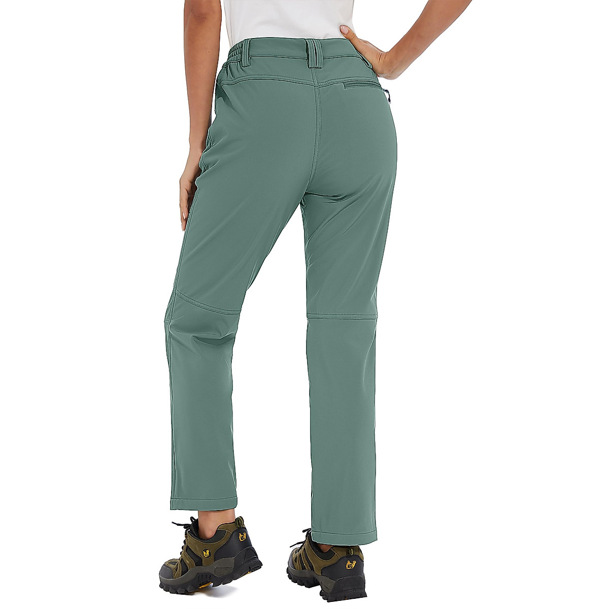 TACVASEN Womens Snow Pants Waterproof Insulated Fleece Lined Pants Ski Winter Hiking Pants Fern Green S