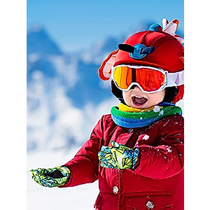 Hicarer 3 Pairs Kids Waterproof Gloves Winter Warm Snow Gloves Boys Girls Ski Gloves Windproof for Cold Weather (Cool Style, 8-11 Years)