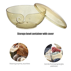 MILISTEN Plastic Yarn Bowl, Knitting Yarn Bowl with Hole, Clear Golden Yarn Holder for Knitting & Crocheting Yarn Ball Holder