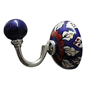 PARIJAT HANDICRAFT Hand Painted Beautifully Multicolored Ceramic Wall Hook Hanger Key Holder hat Clothes hangings Bath Towel Hook Hanger.