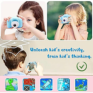 Kids Digital Cameras, Children's Gifts, Camera Digital Toys with 32 GB Memory Card and Reader (Blue)