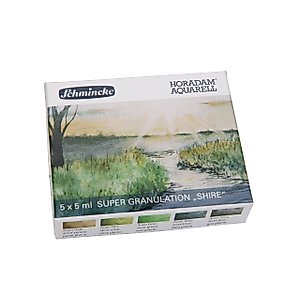 Schmincke - HORADAM® AQUARELL, Super- Granulation Set Shire 5 x 5 ml tubes, 74 860 097, cardboard set, very strong granulating colors, finest, supergranulating watercolors