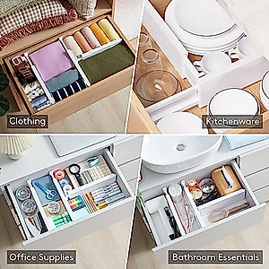 Lifewit 8 Pack Drawer Dividers Plastic 4" High, 11-17" Adjustable Drawer Organizers for Clothes, Expandable Dresser Separators in Bedroom/Bathroom/Kitchen/Fridge/Office Organization and Storage