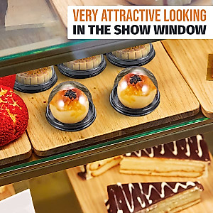 Plastic Containers with Lids Black Cupcake Boxes - 50Pcs Clear Cupcake Stand - Mini Cupcake Container Disposable - Individual Cupcake Container Mooncake Boxes for Christmas Gift 2.8 X 1.8 IN (Dia X H)