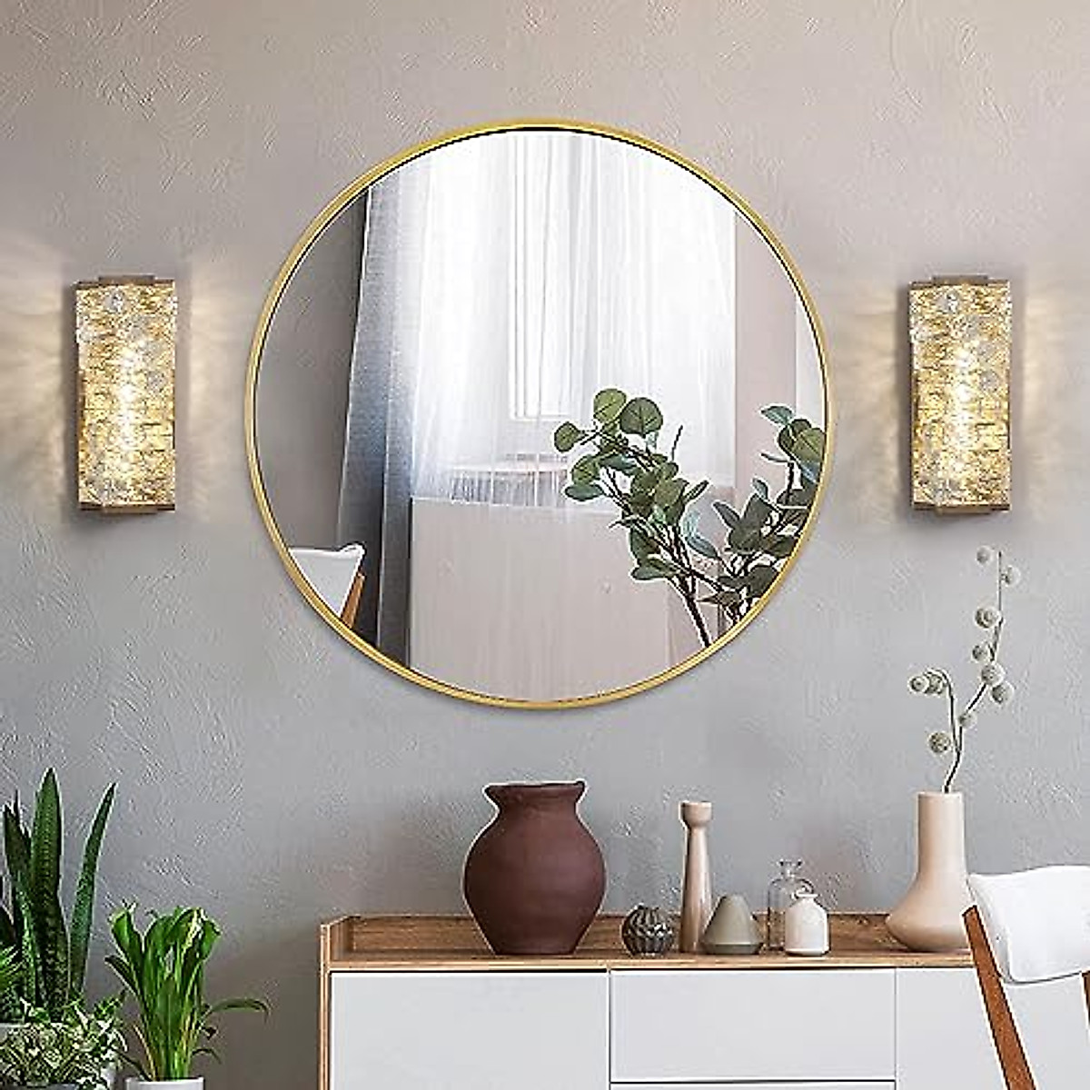 LOSNEOLAZ Crystal Wall Sconces Indoor, Modern LED Sconces Wall Lighting Fixtures Indoor Gold Wall Mounted Lamp for Bedroom Living Room Hallway Bathroom Vanity Light Fixtures Over Mirror 4000K