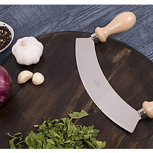 Fantes Mezzaluna Rocking Chopper, Stainless Steel Blade with Beechwood Handles, 9.5-Inch Blade, The Italian Market Original since 1906