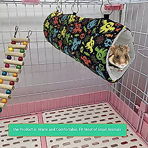 CooShou 2PCS Halloween Small Pet Hammock Hanging Tunnel Set- Halloween Hamster Hammock Bunk Bed Sugar Glider Hideout Tunnel Sleeping Nest House Cage Accessories for Squirrel Ferret Chincilla